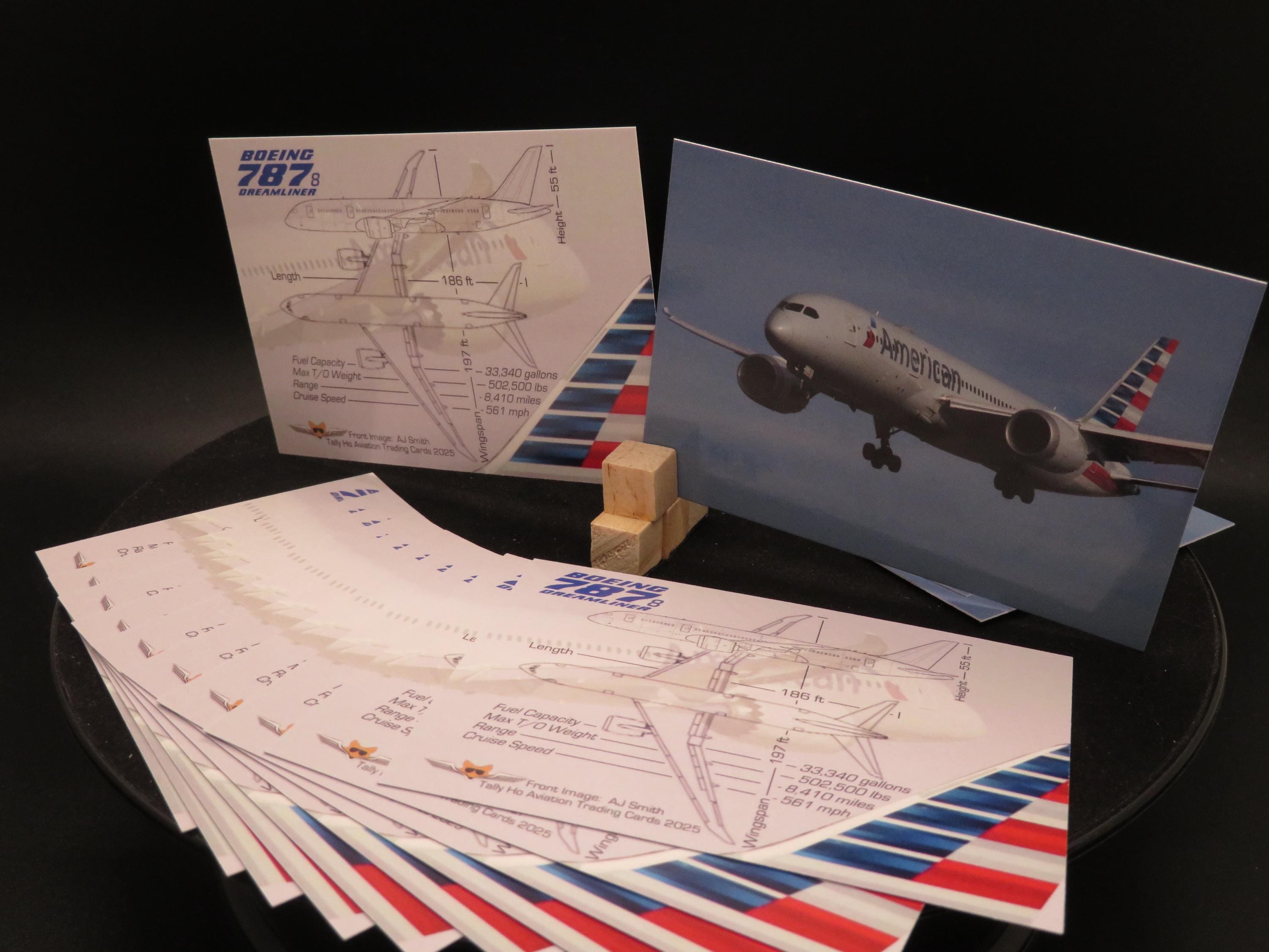 American Airlines Boeing 787-8 - Set of 25 Aviation Trading Cards - 2.5 ...