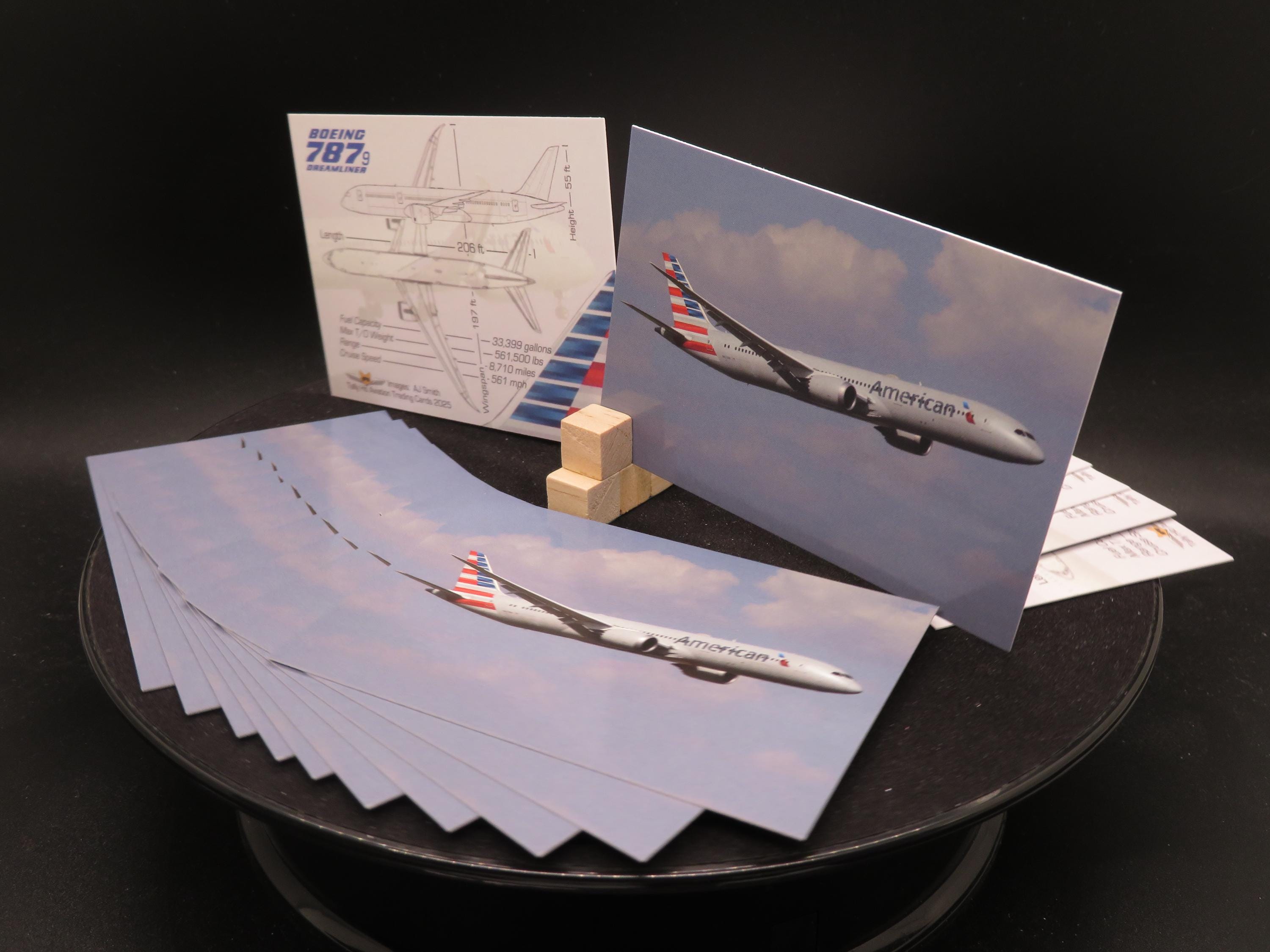 American Airlines Boeing 787-9 - Set of 25 Aviation Trading Cards - 2.5 ...