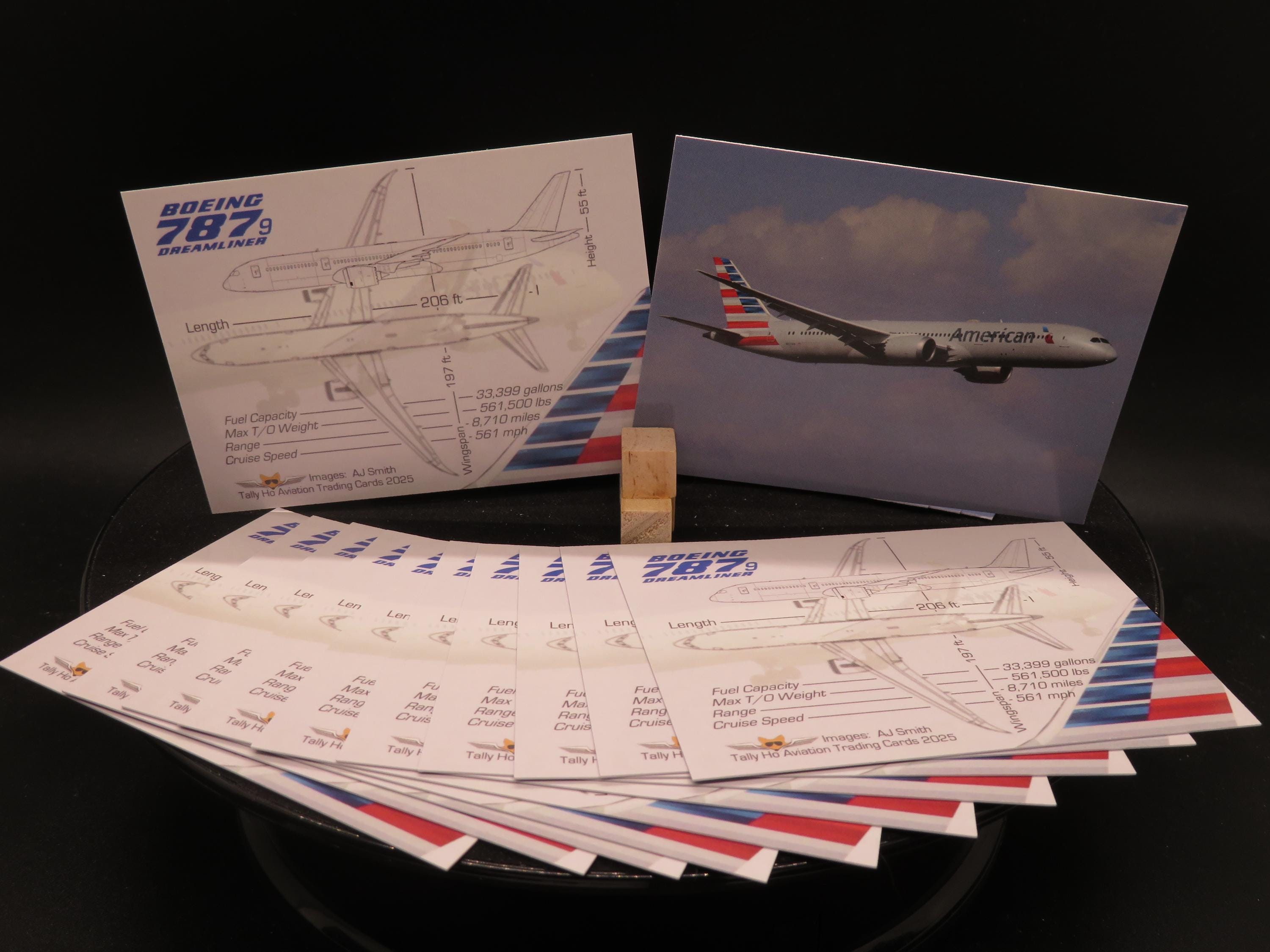 American Airlines Boeing 787-9 - Set of 25 Aviation Trading Cards - 2.5 ...