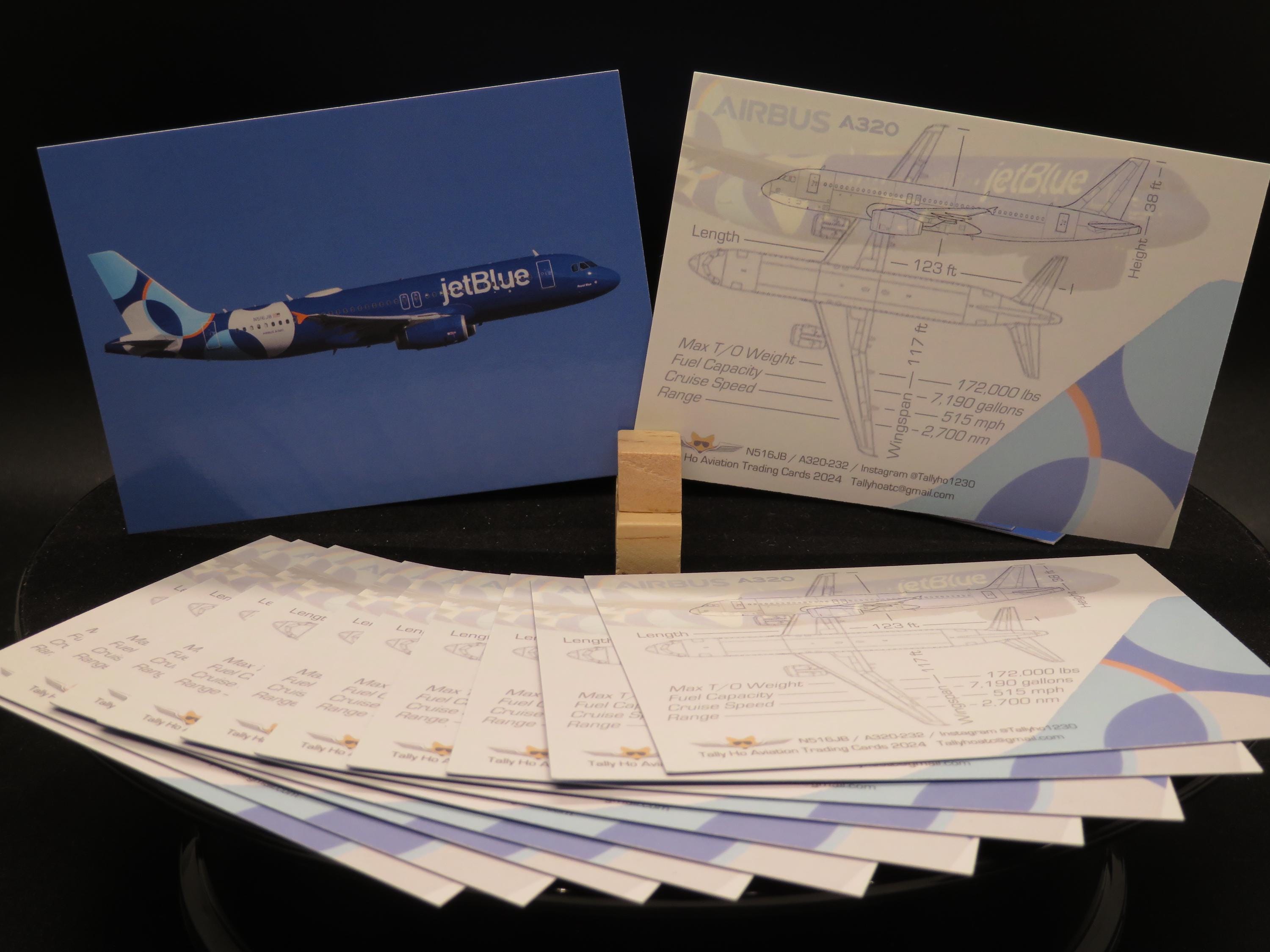 Jetblue Airways Airbus A320 Set of 25 Aviation Trading Cards - 2.5"x 3. ...