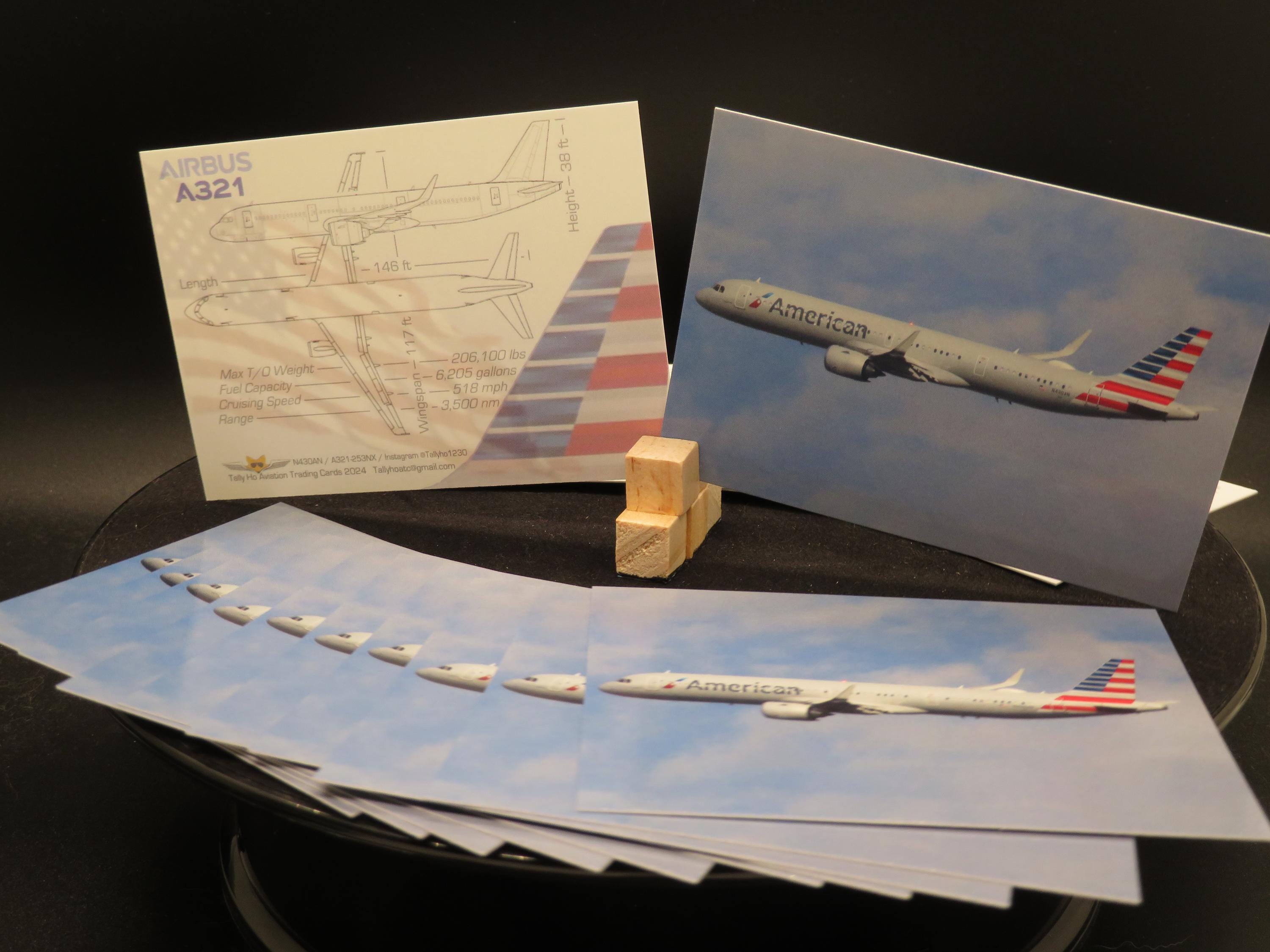 American Airlines Airbus A321 - Set of 25 Aviation Trading Cards - 2.5 ...