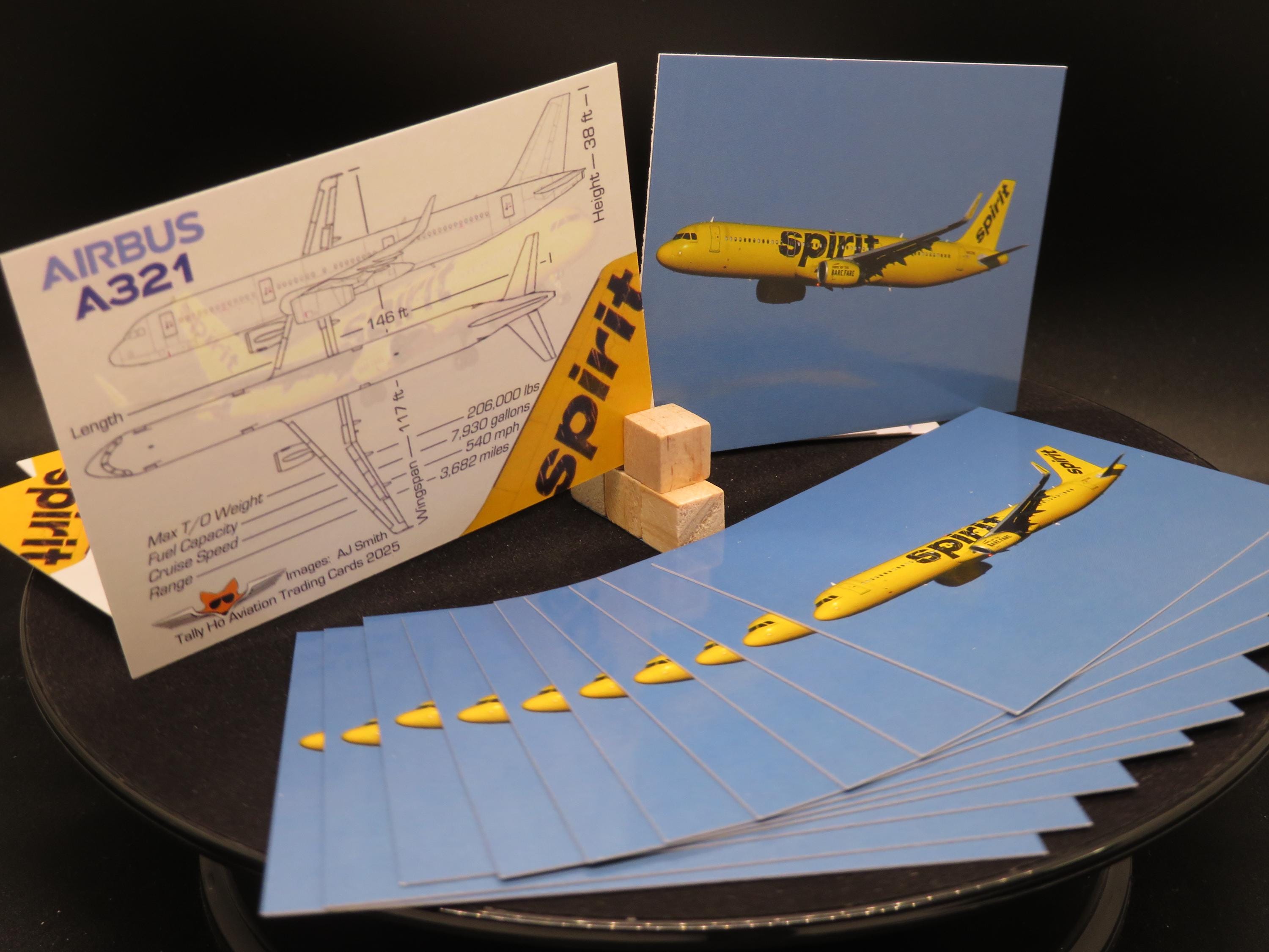Spirit Airlines Airbus A321 Set of 25 Aviation Trading Cards - 2.5"x 3. ...