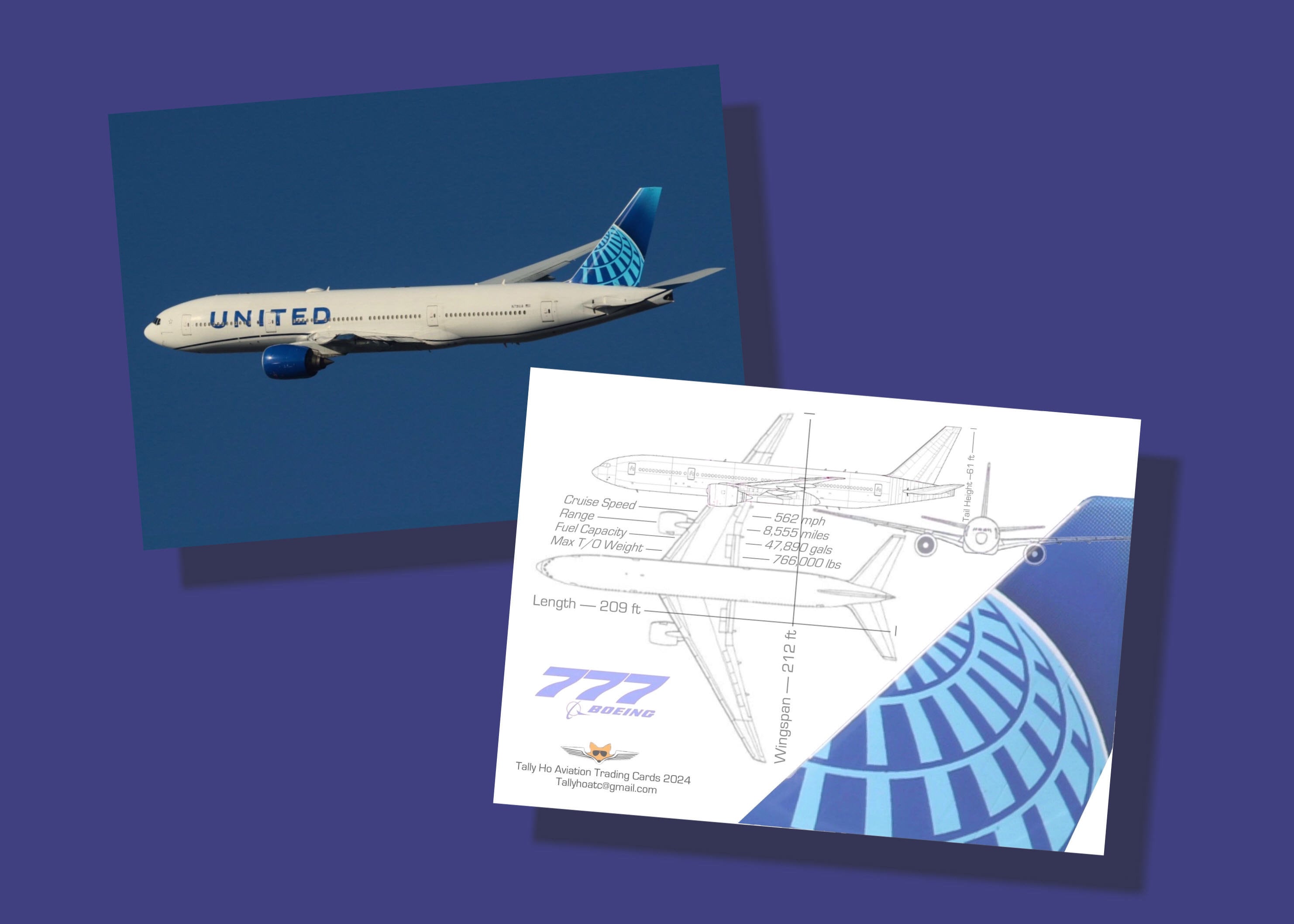 United Airlines Boeing 777-200 Set of 25 Airplane Trading Cards - 2.5"x ...