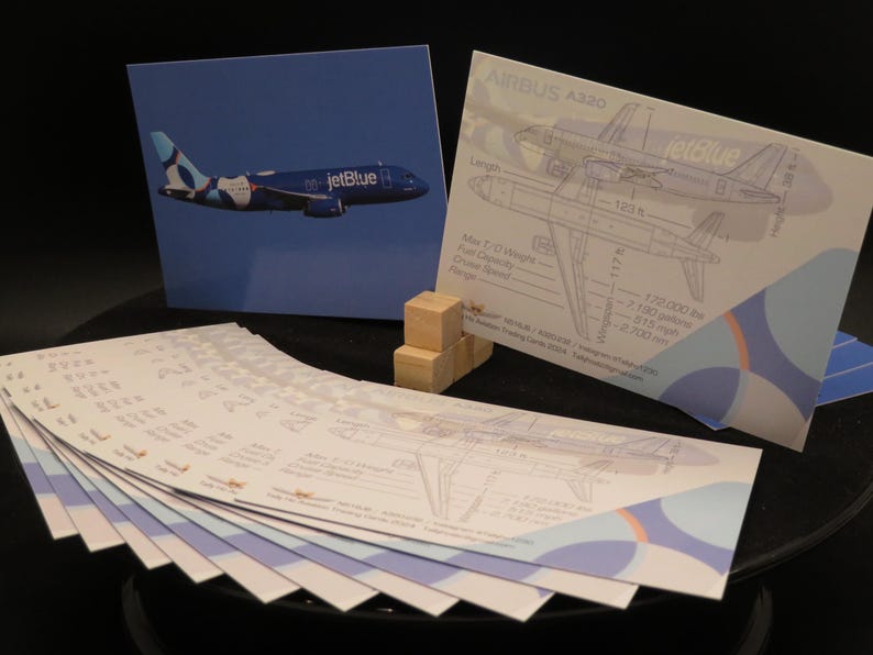 Jetblue Airways Airbus A320 Set of 25 Aviation Trading Cards - 2.5"x 3. ...