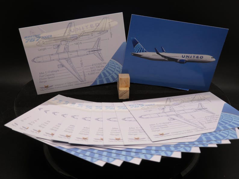 United Airlines Boeing 767-300 Airplane Trading Cards - Set of 25 - 2.5 ...