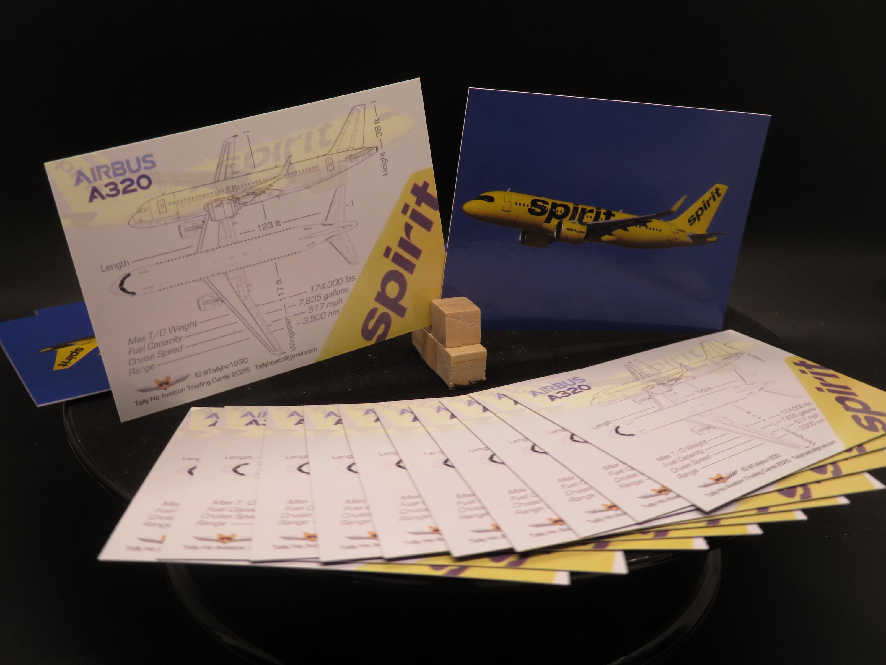 Spirit Airlines Airbus A320 Set of 25 Aviation Trading Cards - 2.5"x 3. ...
