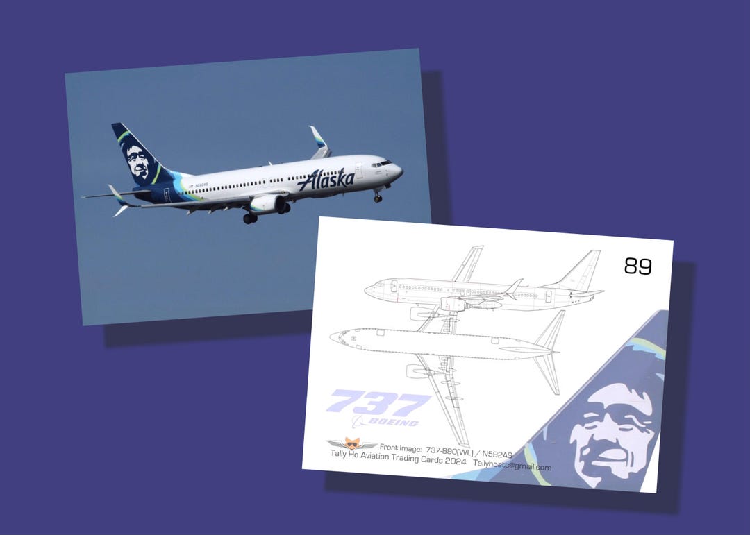 Alaska Airlines Boeing 737-800 - Set of 50 Aviation Trading Cards - 2.5 ...