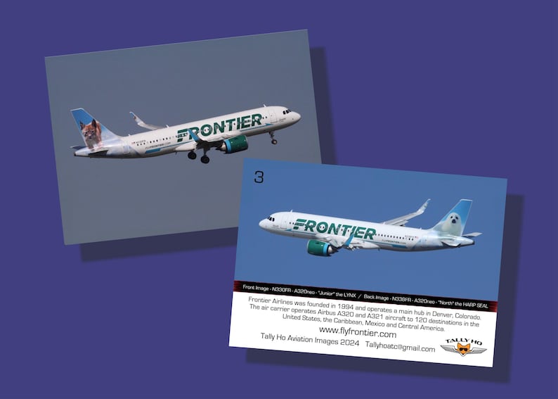 Frontier Airlines Airbus A320 Set of 25 Aviation Trading Cards - 2.5"x ...