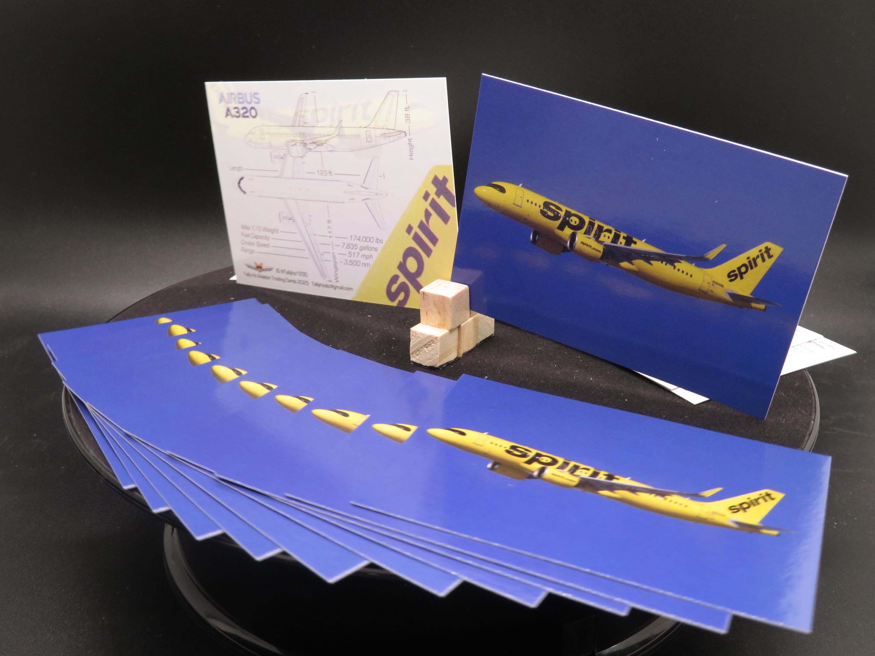 Spirit Airlines Airbus A320 Set of 25 Aviation Trading Cards - 2.5"x 3. ...