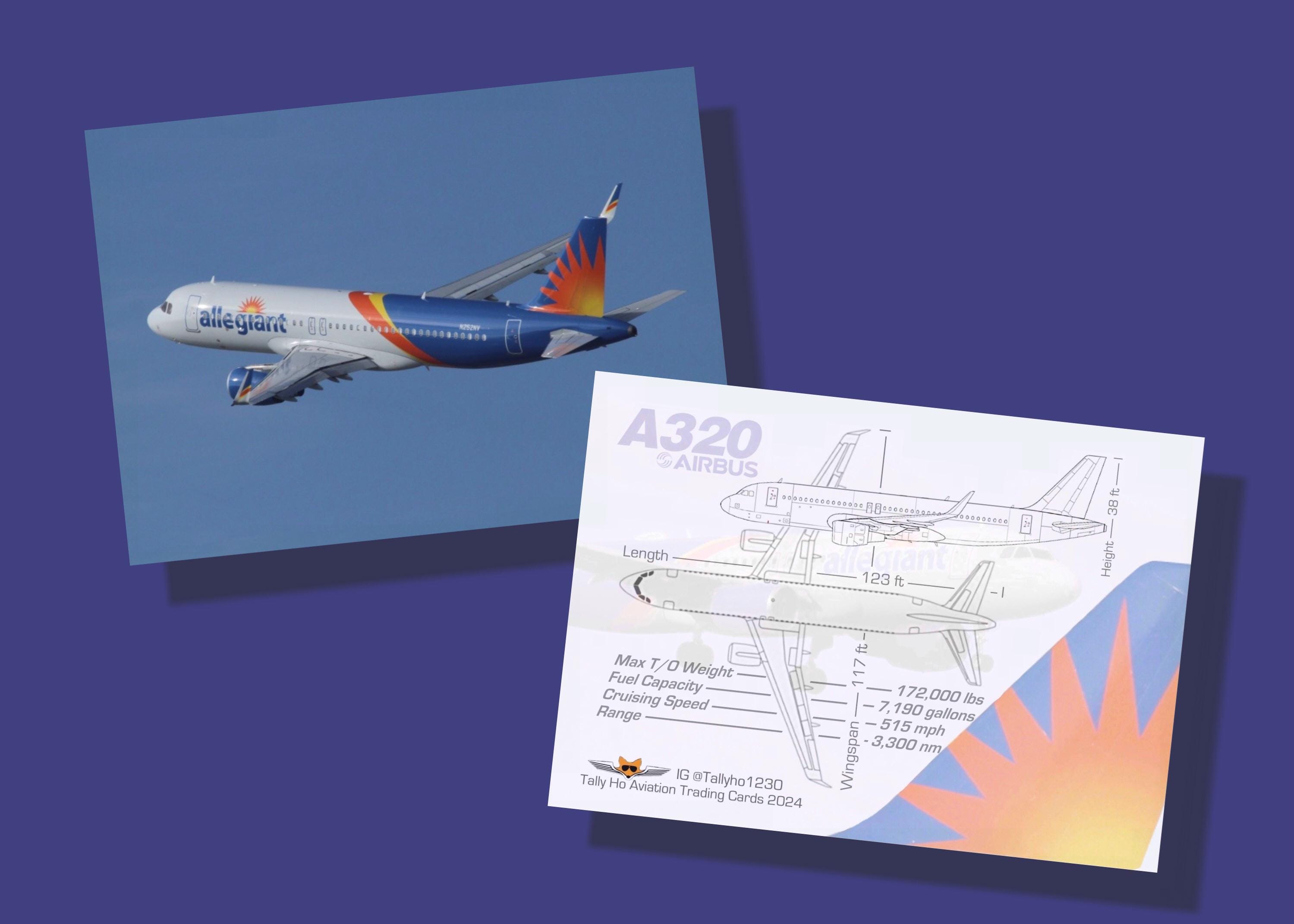 Allegiant Air Airbus A320 Set of 25 Airplane Trading Cards - 2.5"x 3.5 ...