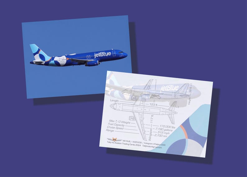 Jetblue Airways Airbus A320 Set of 25 Aviation Trading Cards - 2.5"x 3. ...
