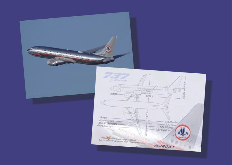 American Airlines Airplane Cards Boeing 737 Set - 70 Cards - Free ...