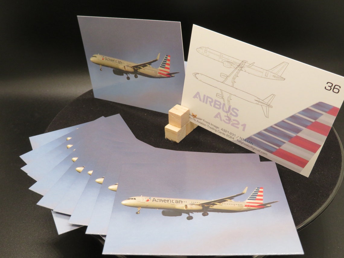American Airlines Airbus A321 Set of 25 Aviation Trading Cards 2.5x 3.5 ...