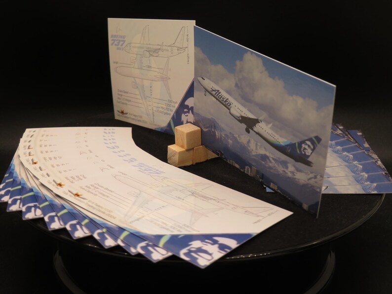 Alaska Airlines Boeing 737 Max 9 - Set of 25 Aviation Trading Cards - 2 ...