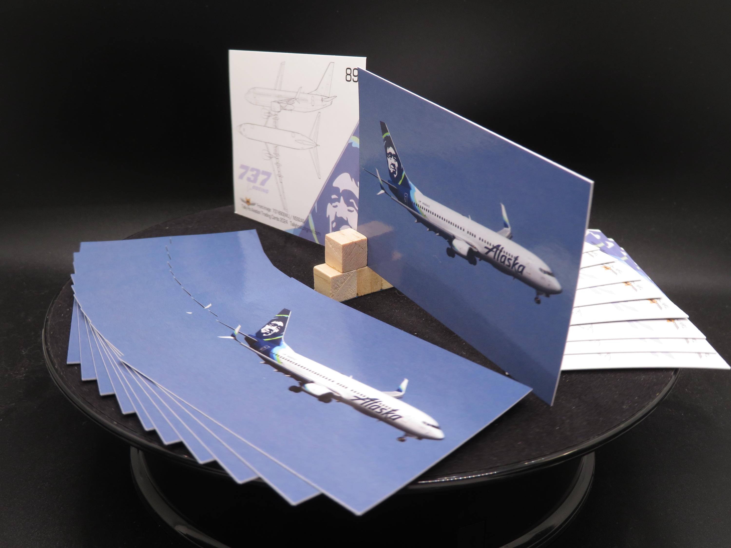 Alaska Airlines Boeing 737-800 Set of 50 Aviation Trading Cards 2.5x 3. ...