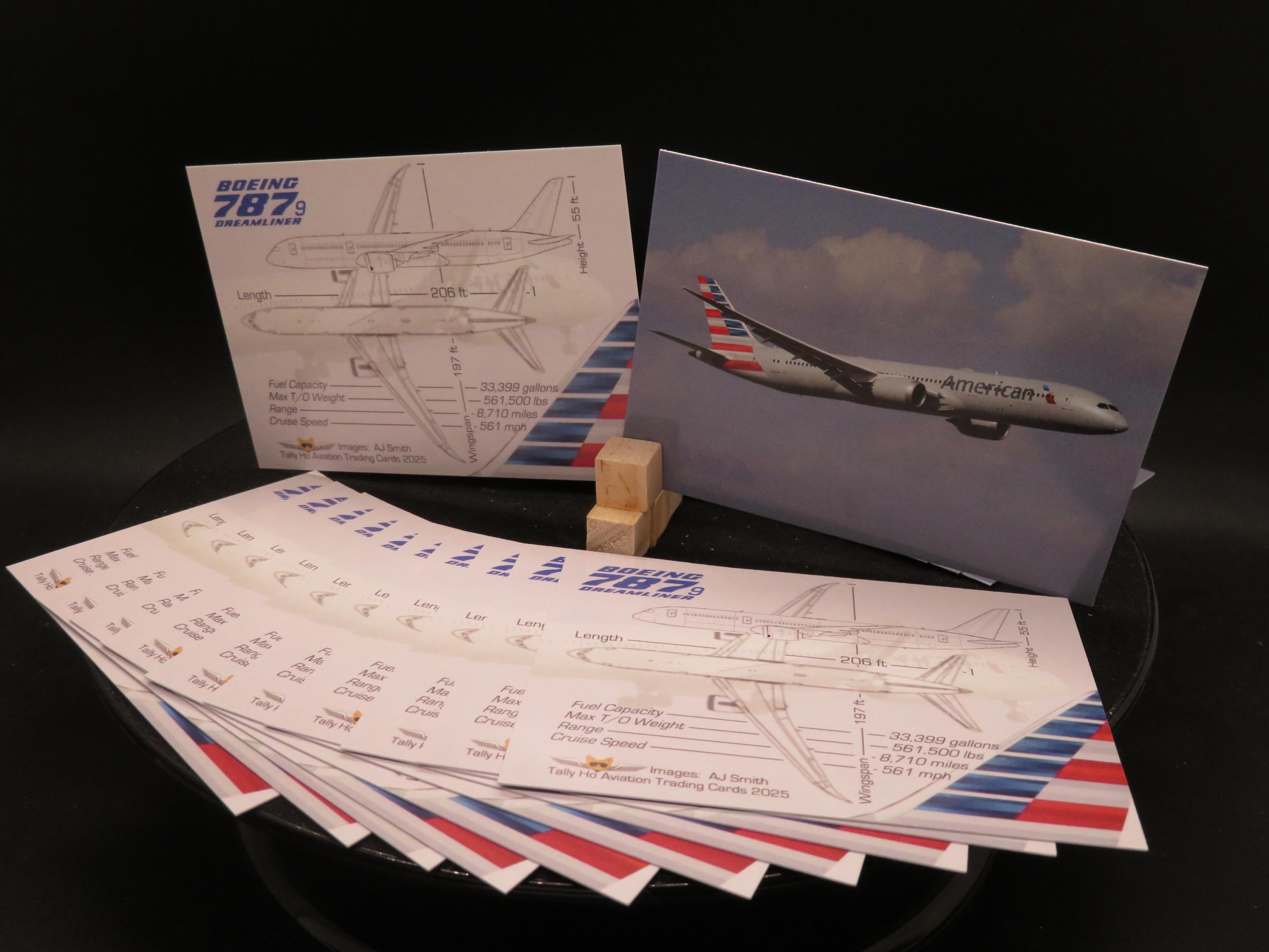American Airlines Boeing 787-9 - Set of 25 Aviation Trading Cards - 2.5 ...