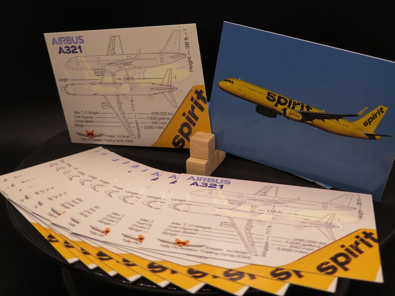 Spirit Airlines Airbus A321 Set of 25 Aviation Trading Cards - 2.5"x 3. ...