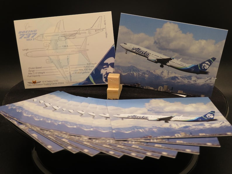 Alaska Airlines Boeing 737 Max 9 - Set of 25 Aviation Trading Cards - 2 ...
