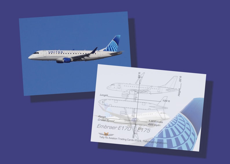United Express Embraer 170 / 175 Set of 25 Airplane Trading Cards - 2.5 ...