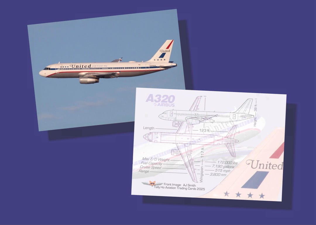 United Airlines Airbus A320 "retro" Colors 25 Airplane Trading Cards ...