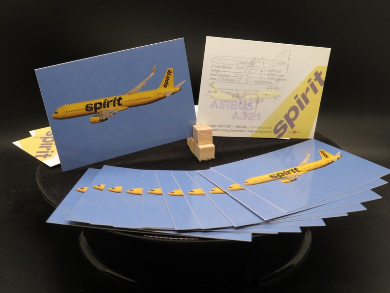 Spirit Airlines Airbus A321 Set of 50 Aviation Trading Cards - 2.5"x 3. ...