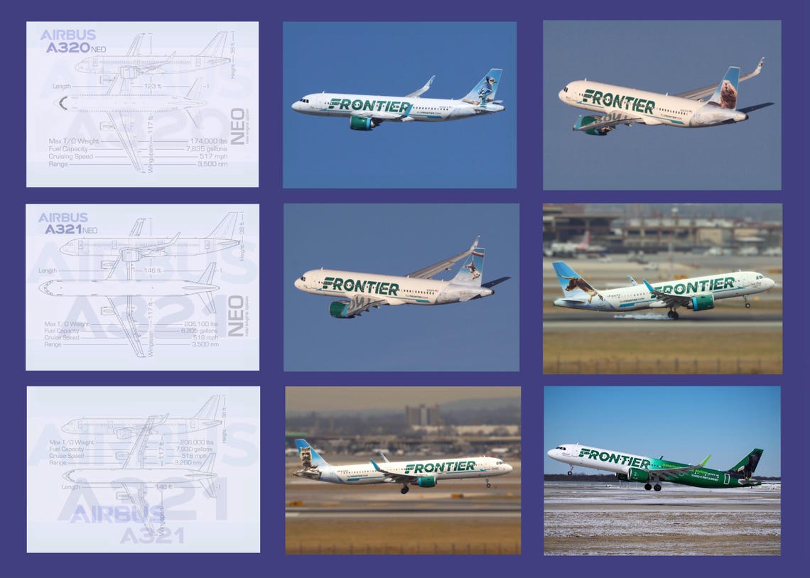 Frontier Airlines Aviation Trading Cards 9 Card Fleet Set (4 Sets ...