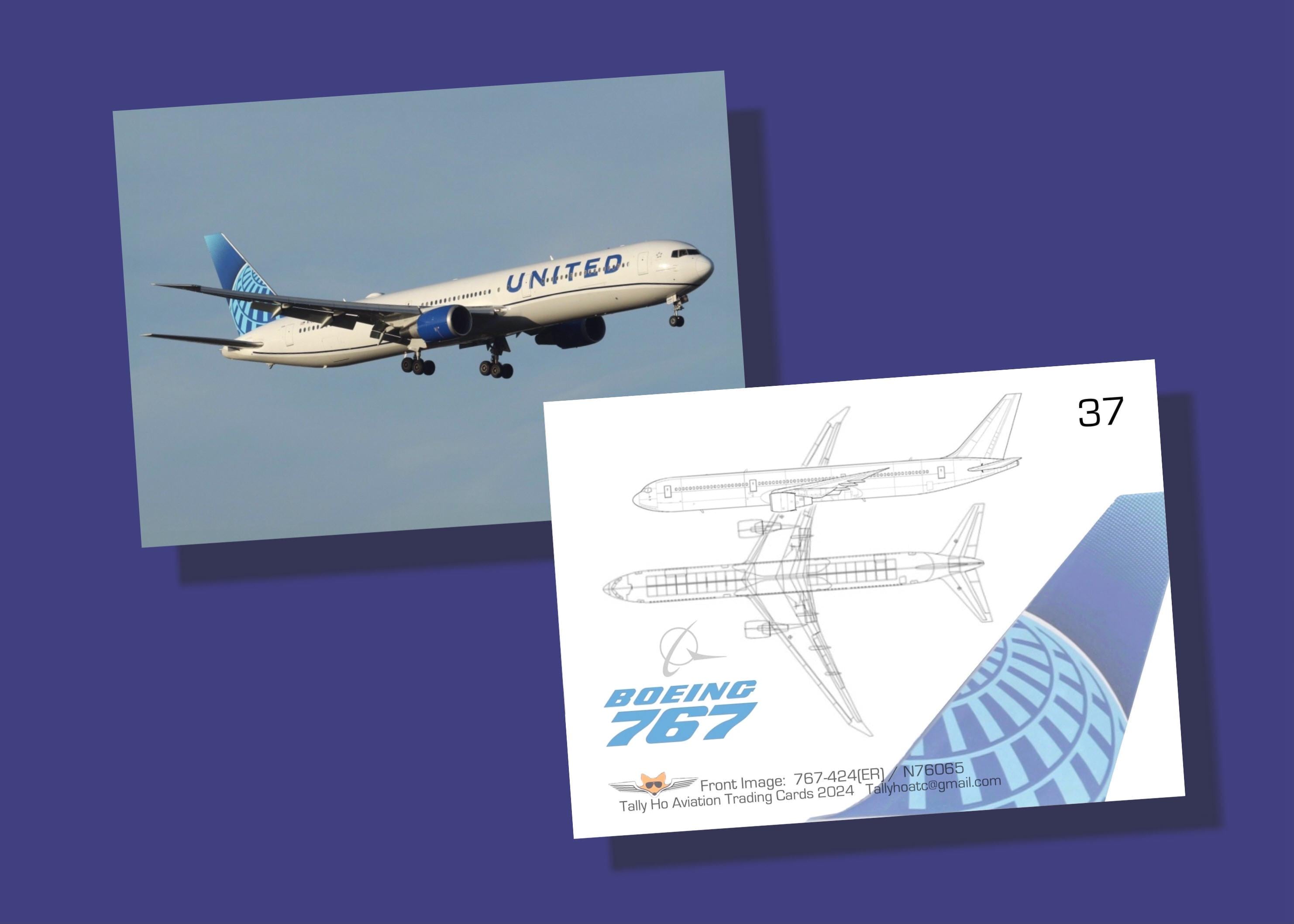 United Airlines Boeing 767-400 Set of 25 Aviation Trading Cards 2.5x 3. ...