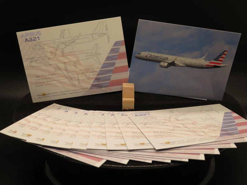 American Airlines Airbus A321 - Set of 25 Aviation Trading Cards - 2.5 ...