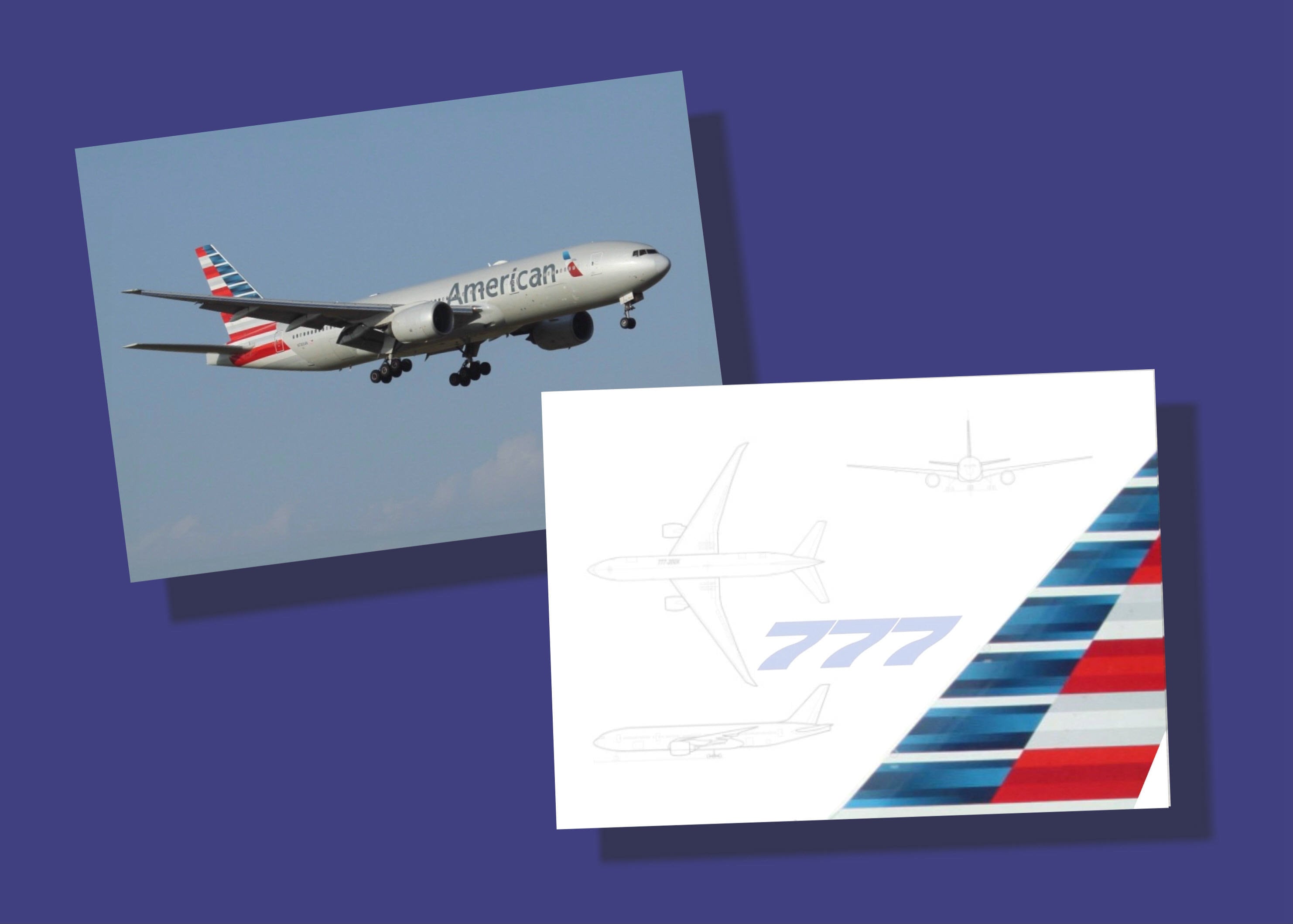 American Airlines Boeing 777 Set of 50 Aviation Trading Cards 2.5x 3.5 ...