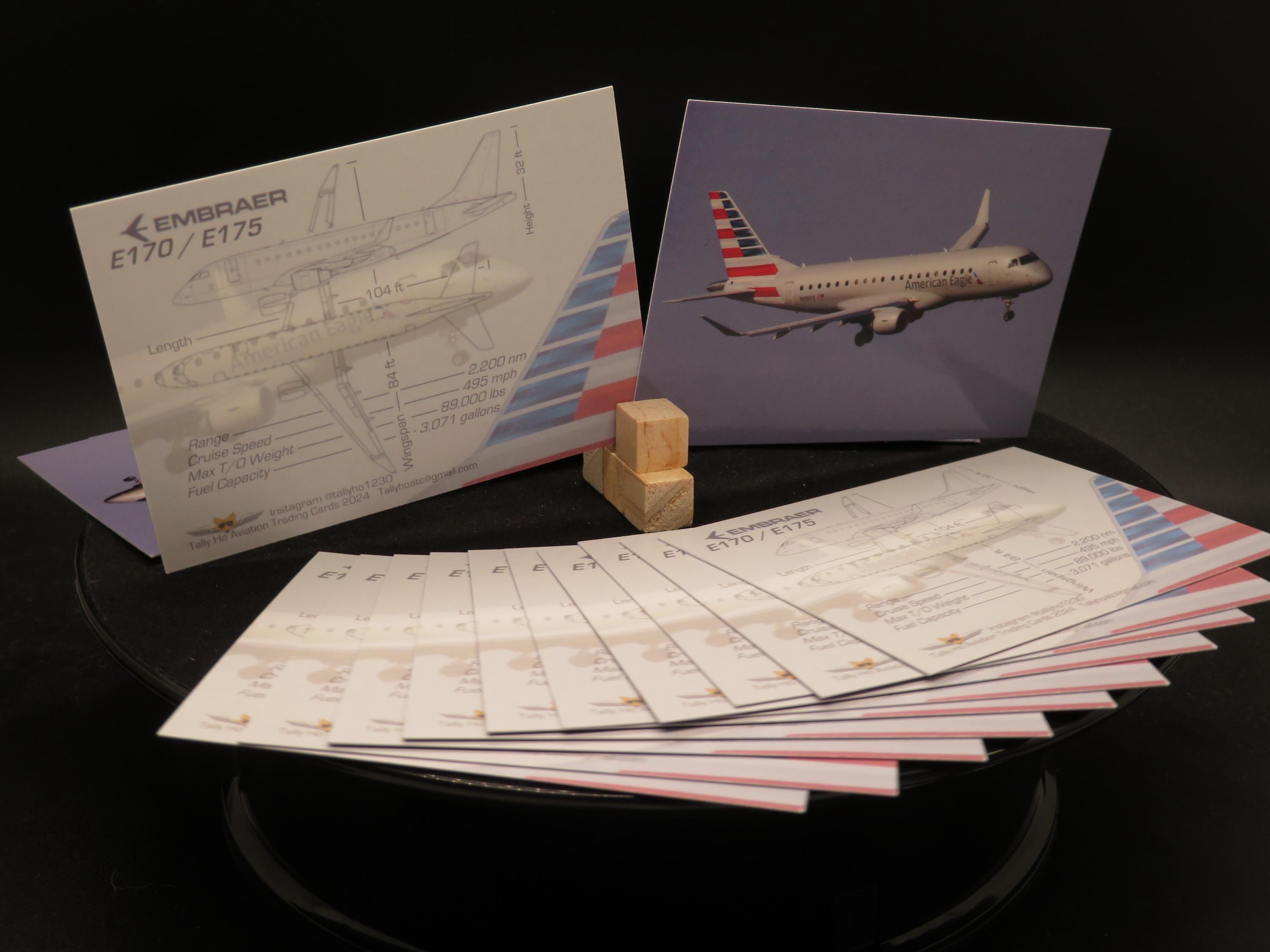 American Eagle ERJ 170 / 175 Set of 25 Aviation Airplane Trading Cards ...