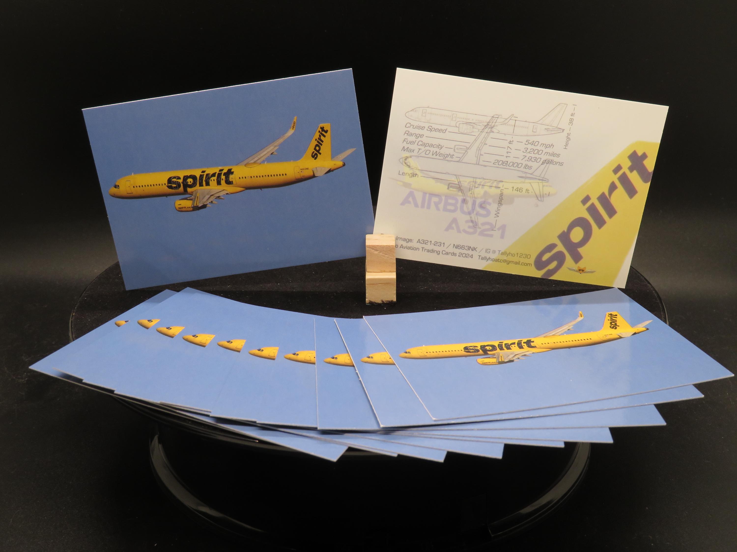 Spirit Airlines Airbus A321 Set of 50 Aviation Trading Cards - 2.5"x 3. ...