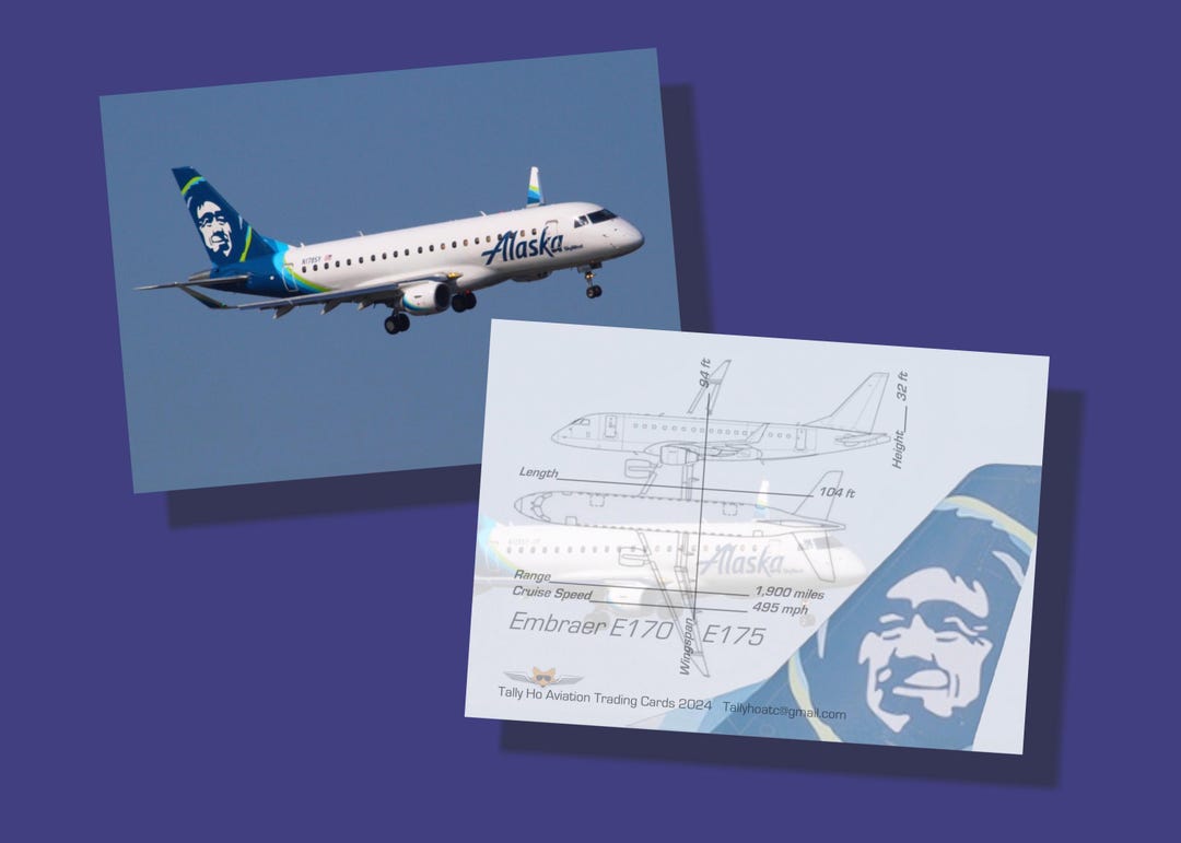 Alaska Skywest Embraer 170 / 175 Set of 25 Airplane Trading Cards - 2.5 ...