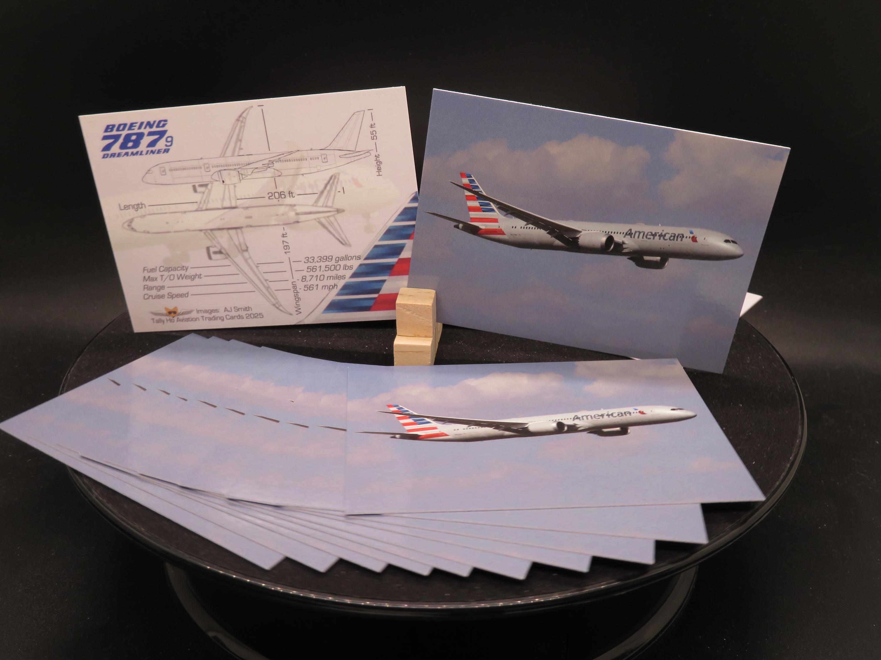 American Airlines Boeing 787-9 - Set of 25 Aviation Trading Cards - 2.5 ...
