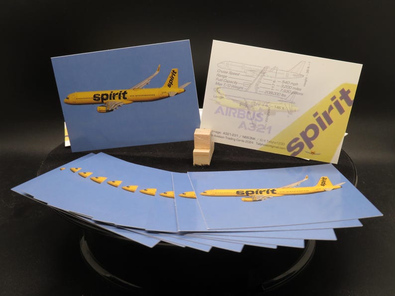 Spirit Airlines Airbus A321 Set of 50 Aviation Trading Cards - 2.5"x 3. ...