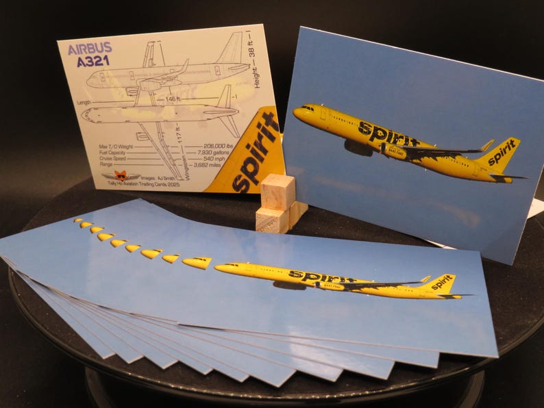 Spirit Airlines Airbus A321 Set of 25 Aviation Trading Cards - 2.5"x 3. ...