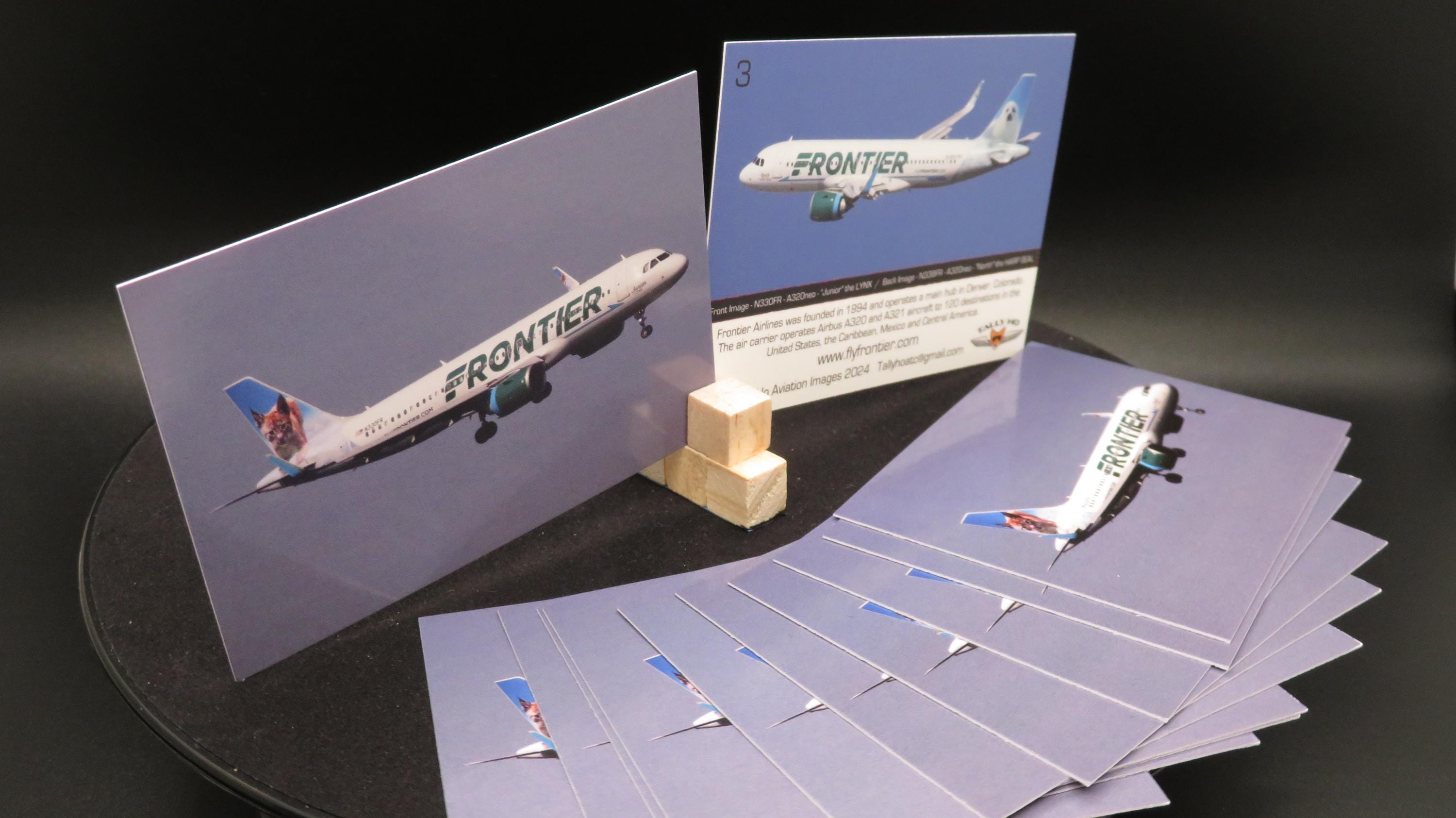 Frontier Airlines Airbus A320 Set of 25 Aviation Trading Cards - 2.5"x ...
