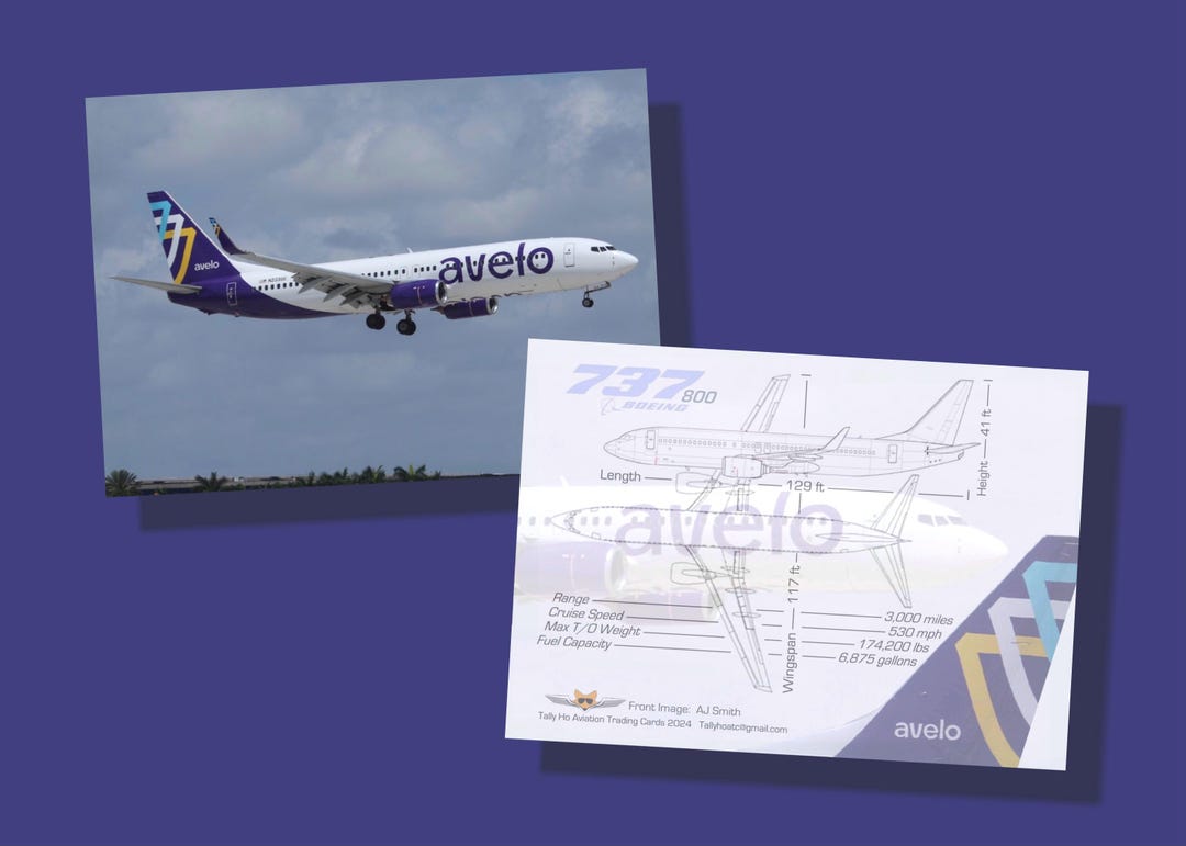 Avelo Airlines Boeing 737-800 Set of 25 Aviation Trading Cards - 2.5"x ...