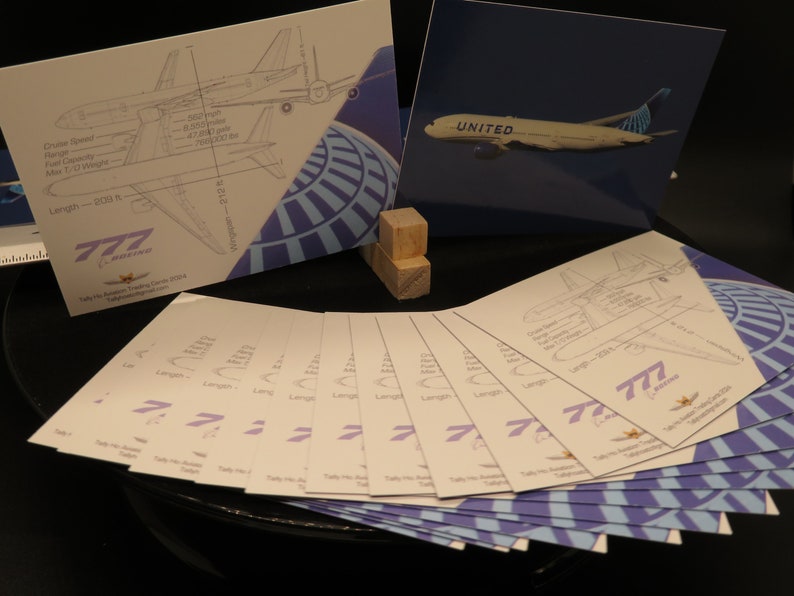 United Airlines Boeing 777-200 Set of 25 Airplane Trading Cards - 2.5"x ...