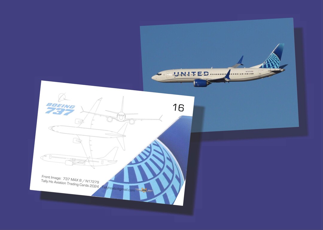 United Airlines Boeing 737 Max 8 Set of 25 Aviation Trading Cards - 2.5 ...