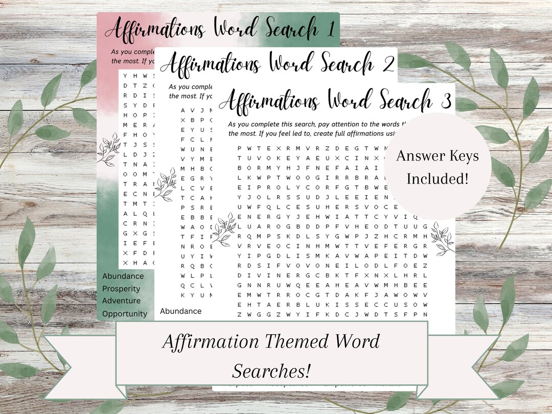 Affirmations Word Search, Instant Download - Etsy
