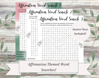Printable Affirmation Word Search | Mental Health Word Search ...