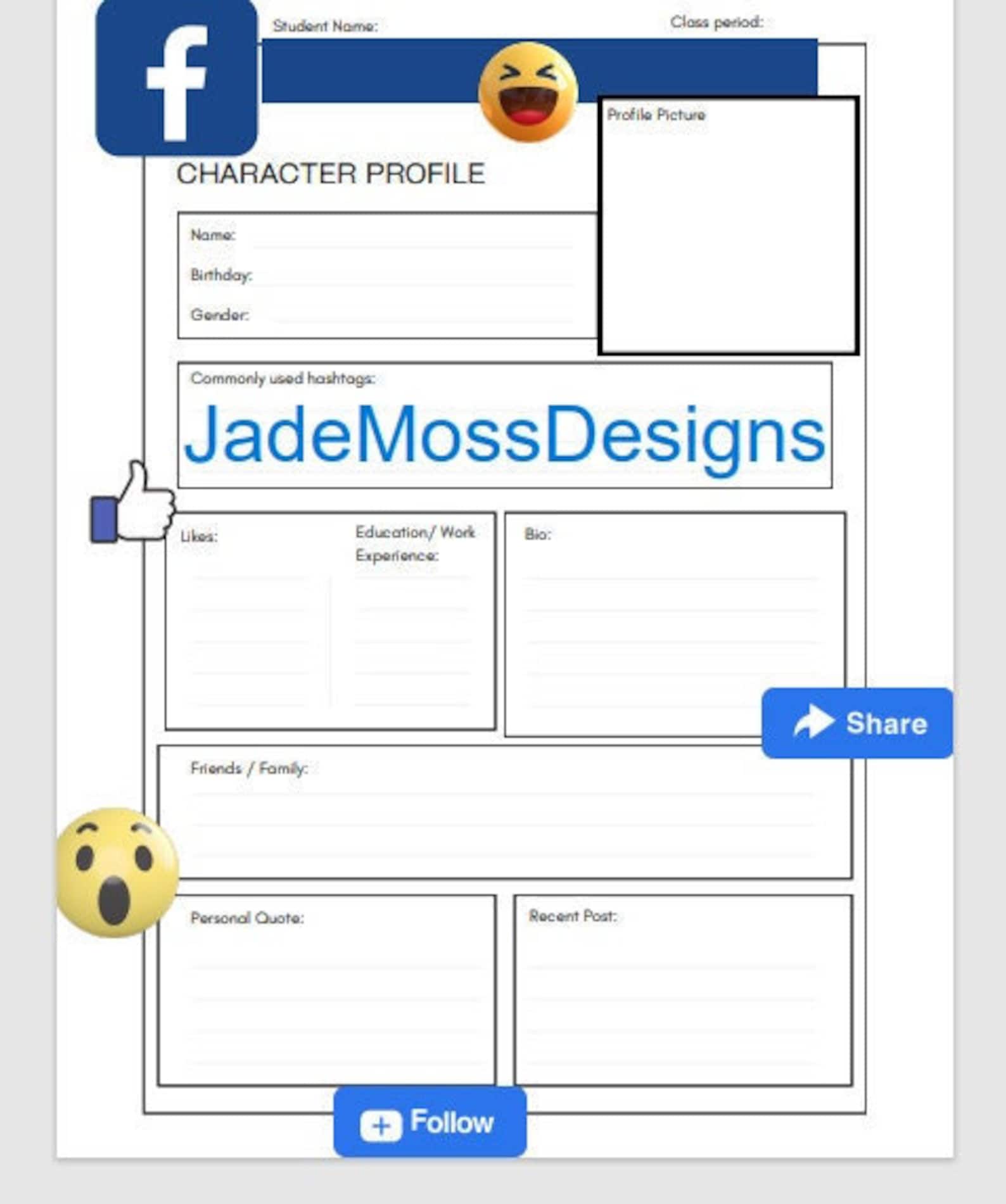 Historical Character Facebook Profile Template - Etsy