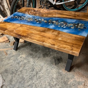 Handmade Epoxy, Blue River Rock, Coffee Table - Etsy