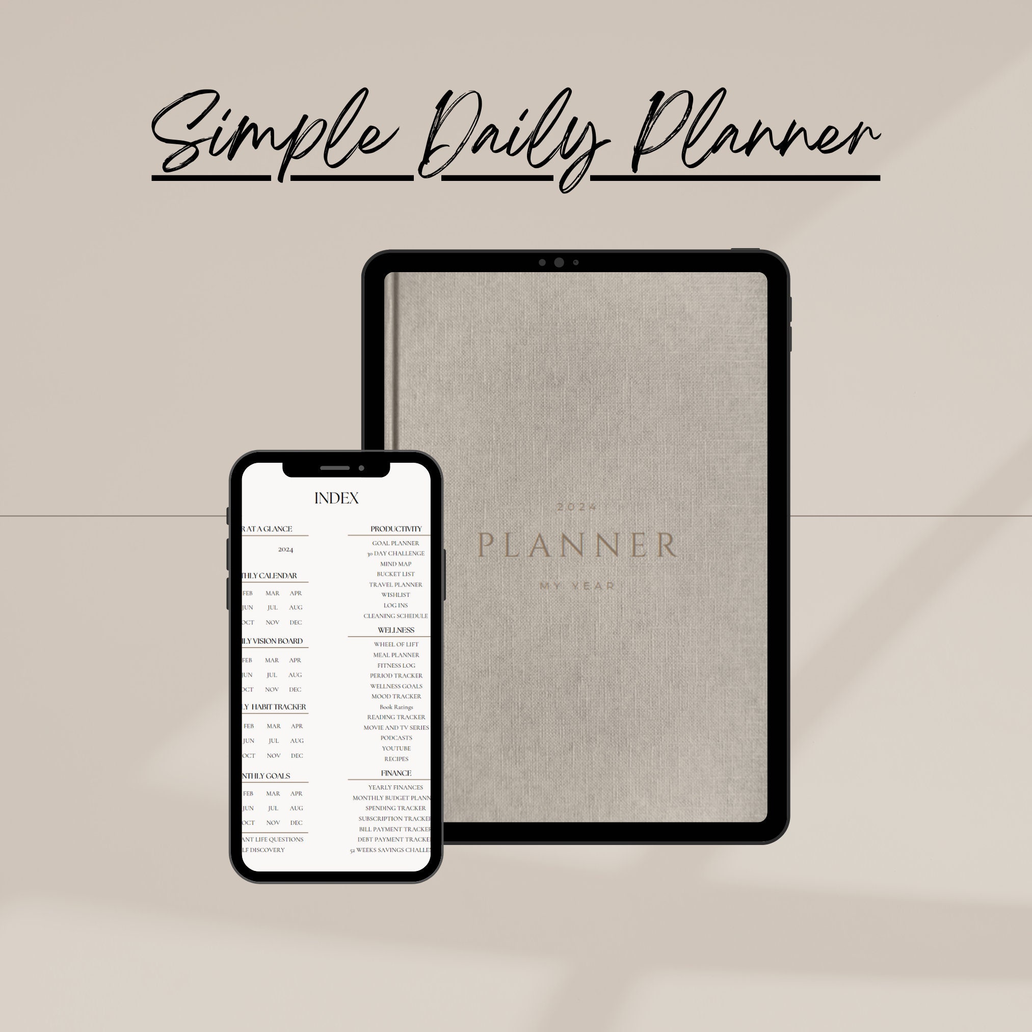 Digital Planner iPad Planner Simple Planner Undated Planner Weekly Planner Daily Planner Monthly ...