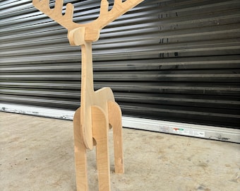 Wooden Rudolph the Red Nosed Reindeer Christmas Holiday Decor Statue ...