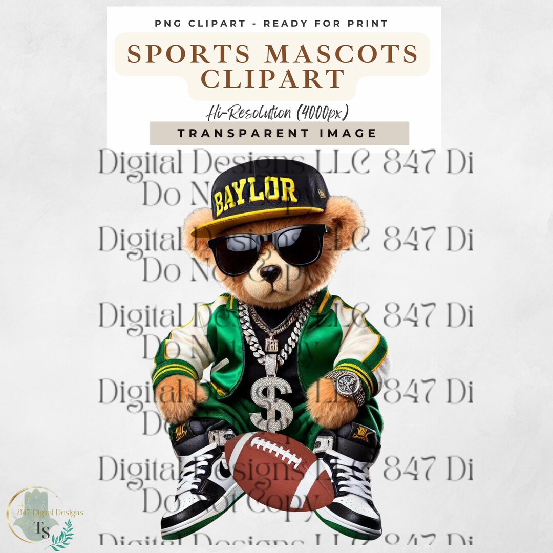 Sports Swag Bear Hip Hop Bear Clipart Basketball PNG Football Game Day ...