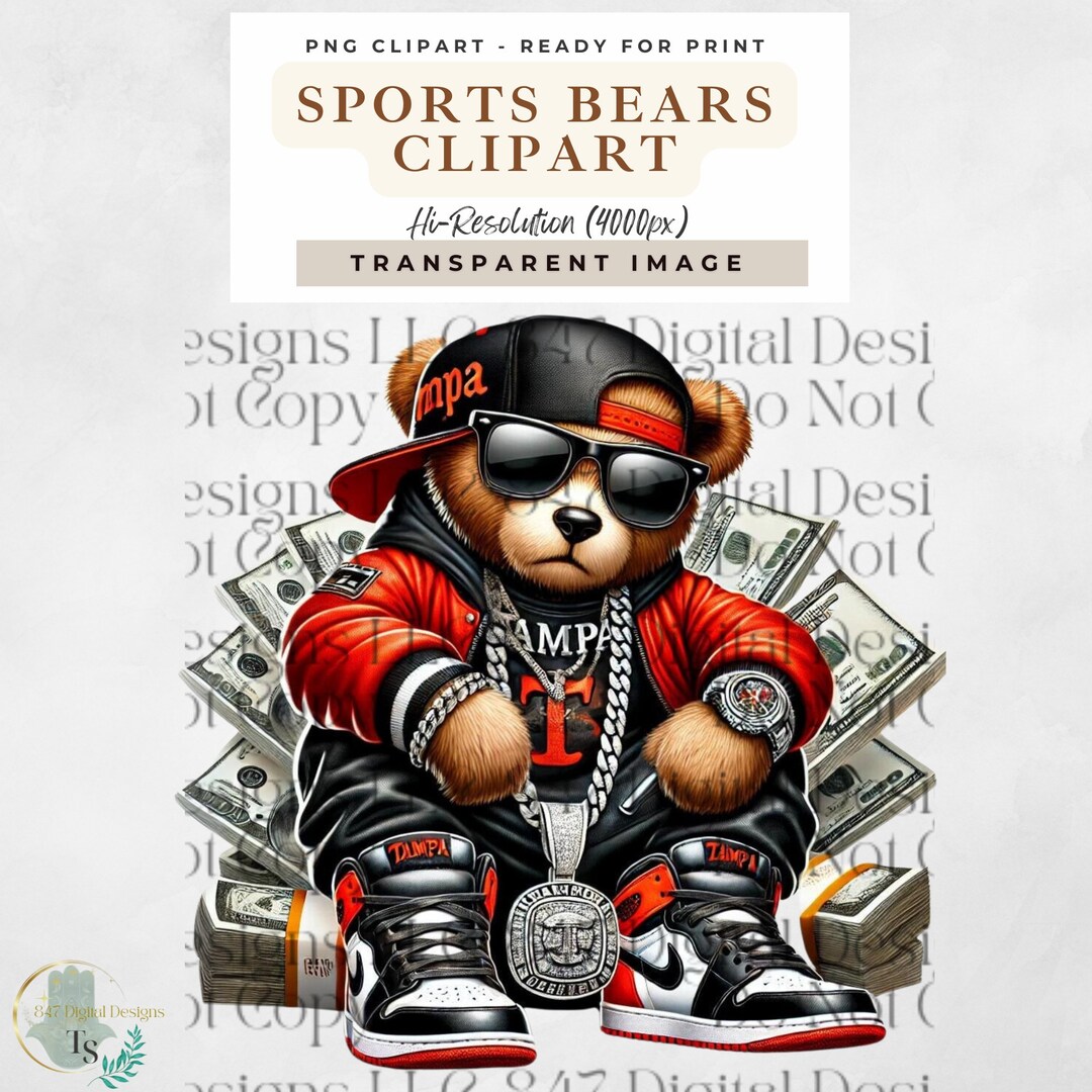 Sports Swag Bear Hip Hop Teddy Bear PNG Clipart Football Shirt Football ...