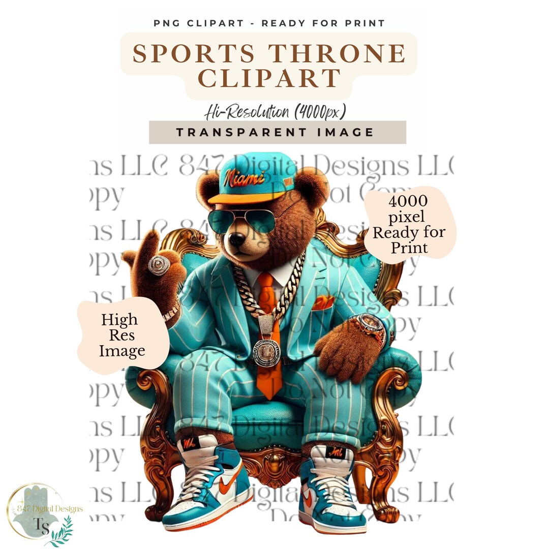 Sports Bear Fan Swag Bear PNG Hip Hop Teddy Bear Designer Bear Miami ...