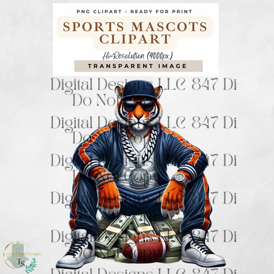 Sports Swag Tiger Hip Hop Tiger Clipart Basketball Football Game Day ...