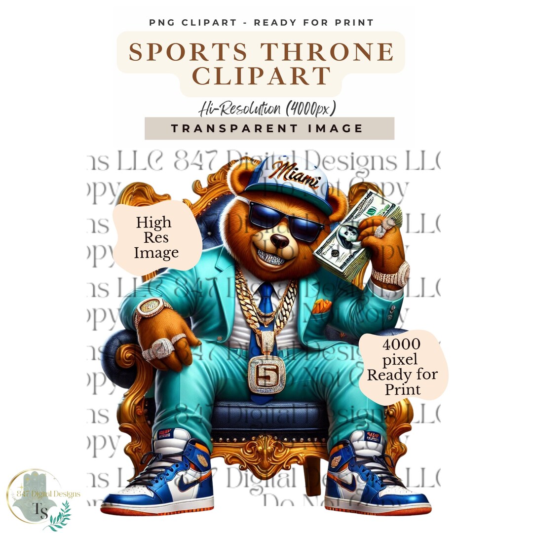 Sports Bear Fan Swag Bear PNG Hip Hop Teddy Bear Designer Bear Miami ...